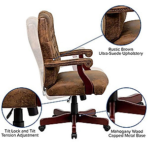 Flash Furniture Bomber Brown Classic Executive Swivel Office Chair with Arms
