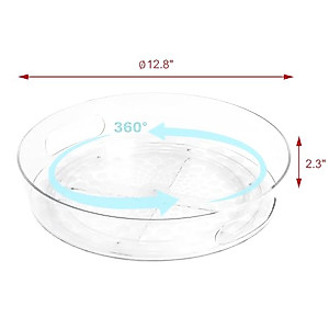 QOTOLY 12.8” Lazy Susan Organizer 6 Pack Lazy Susan Turntable Organizer 360° Rotating Organizer with Handle & 2.3" Raised Edge for Refrigerator Cabinet Kitchen Pantry Bathroom Countertop Table Dresser