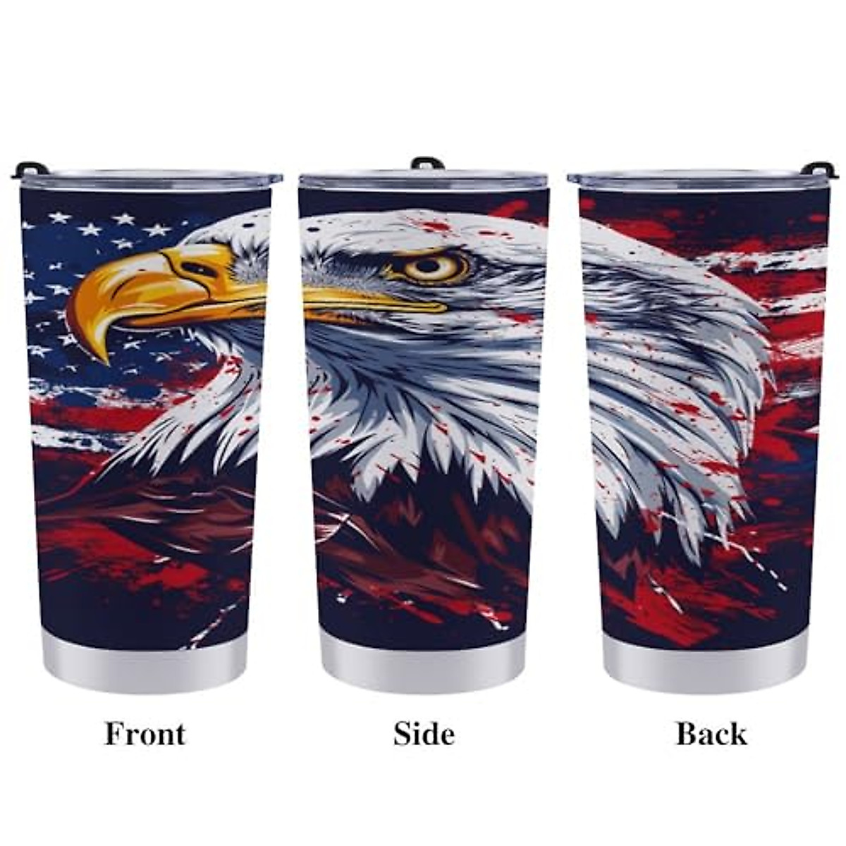zxxpensy 20 Oz Tumbler Travel Cup Patriotic Bald Eagle Water Bottle, Stainless Steel Vacuum Insulated Coffee Mug with Straw Lid And Cleaning Brush