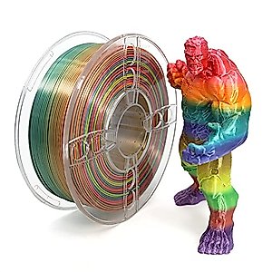 3D Printer Filament PLA Multi-Color Rainbow Gradient Color 1.75mm +/-0.03mm 1kg Spool Good Toughness Easy to Print Sealed Packaging,B