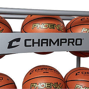 Champro Professional Steel Rolling Basketball Rack, 15 Ball Capacity