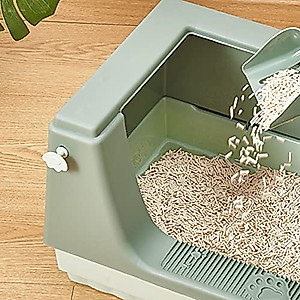 Prevent Semi Enclosed Litter Box with High Side Heightening Anti-Splashing Cat Toilet with Litter Sifting Scoop, Prevent Sand Leakage Deodorizing Cat Pan Easy to Clean and Assemble