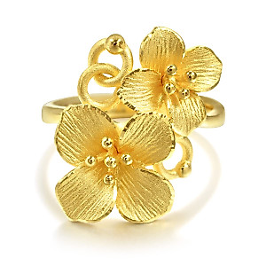 CHOW SANG SANG 999.9 24K Gold Price-by-Weight 7.86g Gold Layering Hydrangeas Ring(Size 17) for Women 86594R