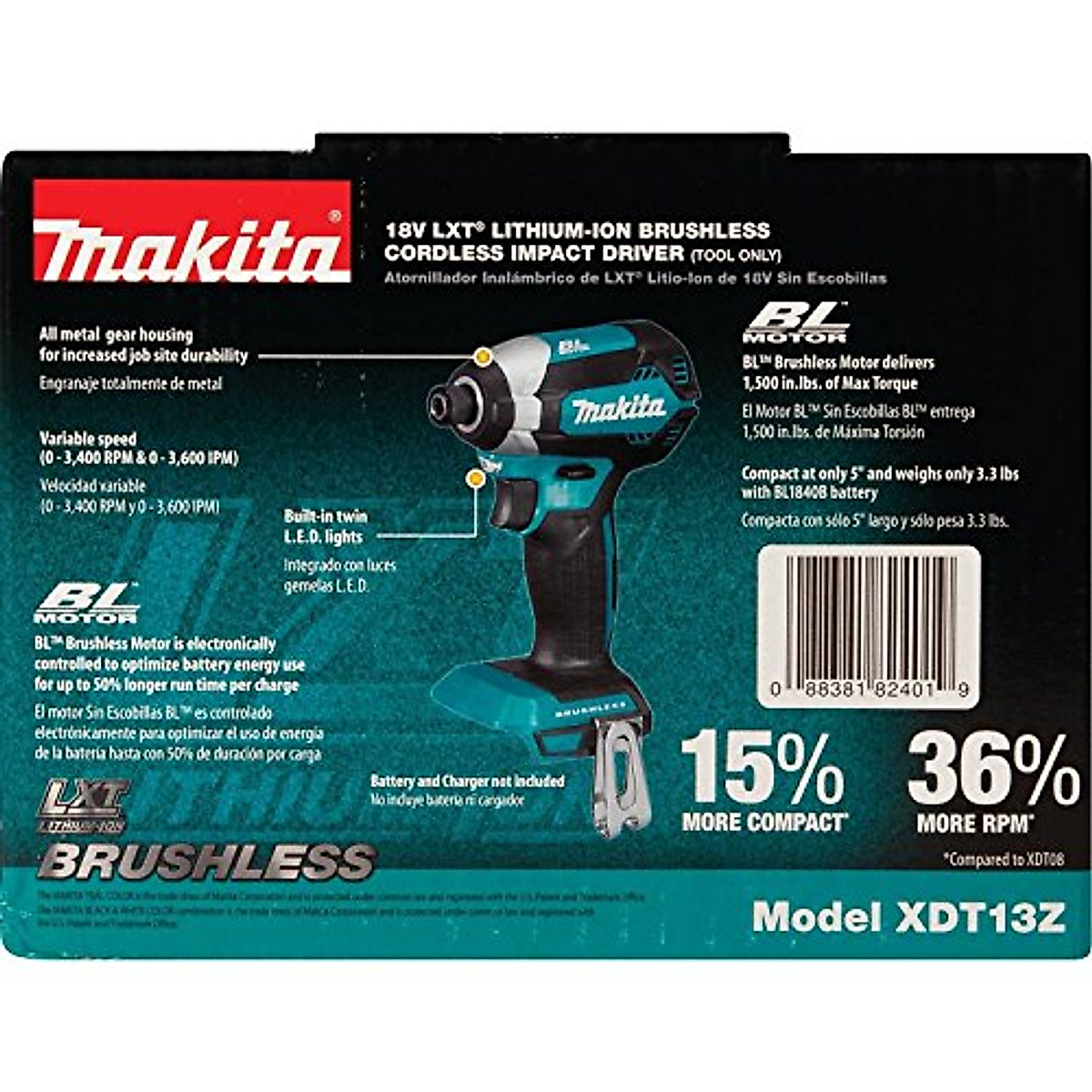 Makita XDT13Z 18-Volt LXT Lithium-ion Brushless Cordless Impact Driver (Renewed)
