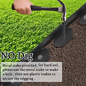 No Dig Landscape Edging - Flower Bed Lawn Garden Border Rubber Edging for Wild Flower Garden Yard (30Feet-Black)