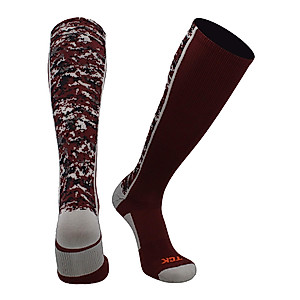 TCK Digital Camo OTC Socks (Maroon/Grey, X-Large)