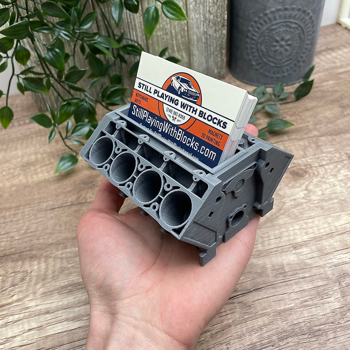 Sands3D V8 Engine Block Business Card Holder Organizer, Car Stuff, Car Accessories For Men, Business Card Holder Desk, Mini V8 Engine, V8 Engine Model Kit, Car Engine, Mini Engine Kit