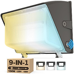 AKK 150W LED Wall Pack 120W 100W Tunable, 3 Color Switchable 22500LM (Eqv. 1000W MH), Outdoor Wall Pack LED Light with Photocell, 100-277V LED Wall Pack Light for Parking Lots,Warehouses, ETL Listed