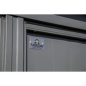 Arrow Shed Classic 8' x 6' Outdoor Padlockable Steel Storage Shed Building, Charcoal
