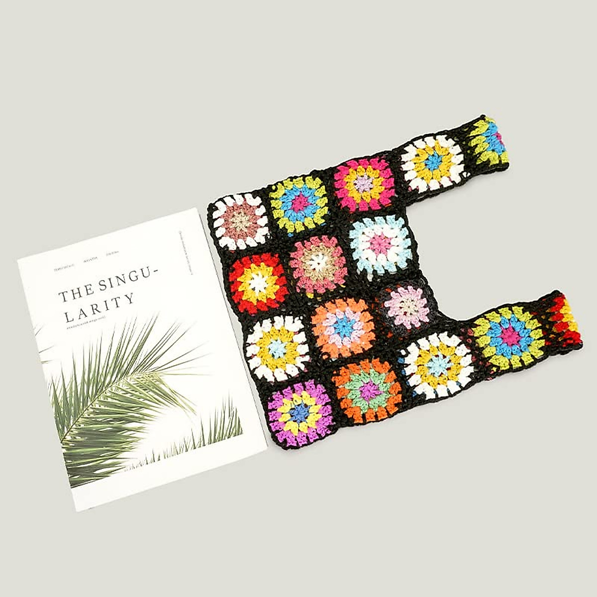 Bohemian Crochet Flower Plaid Women Handbag Handmade Woven Small Tote Casual Summer Beach Bag Braid Bali Purse EN8