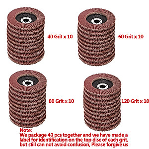 Flap Discs 40 PCS 4.5 Inch - 40 60 80 120 Grit Grinding Discs 4 1/2 Assorted Sanding Grinding Wheels,Aluminum Oxide Abrasives,Grinder disc