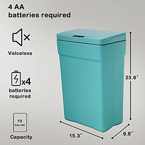 13 Gallon Trash Can, Automatic Kitchen Trash Can with Motion-sensing Lid, Touchless High-capacity Garbage Can Rectangular Trash Can with Lid, Plastic Garbage Cans for Kitchen Bathroom Bedroom Office