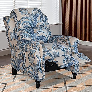 CANMOV Pushback Recliner Chair Faux Leather Armchair Push Back Recliner with Rivet Decoration Single Sofa Accent Chair for Living Room, Chocolate