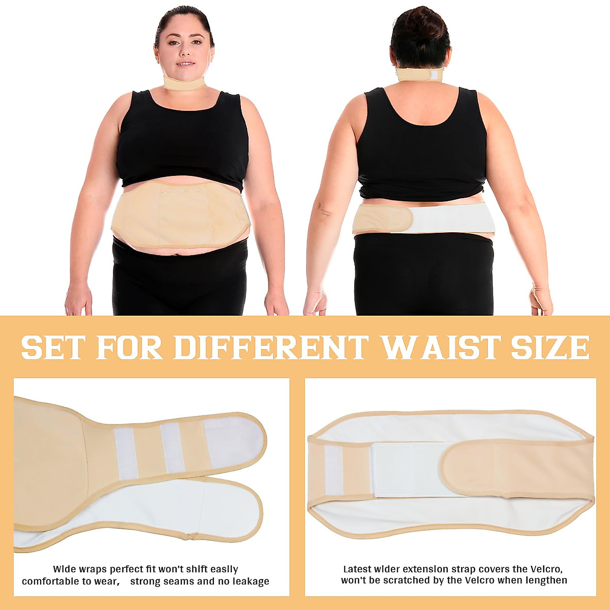 4 PCs Castor Oil Wrap- Reusable Castor Oil Packs Kit Adjustable Elastic Castor Oil Cloth Safe Organic German Cotton Plus Size for Belly, Waist, Back and Neck