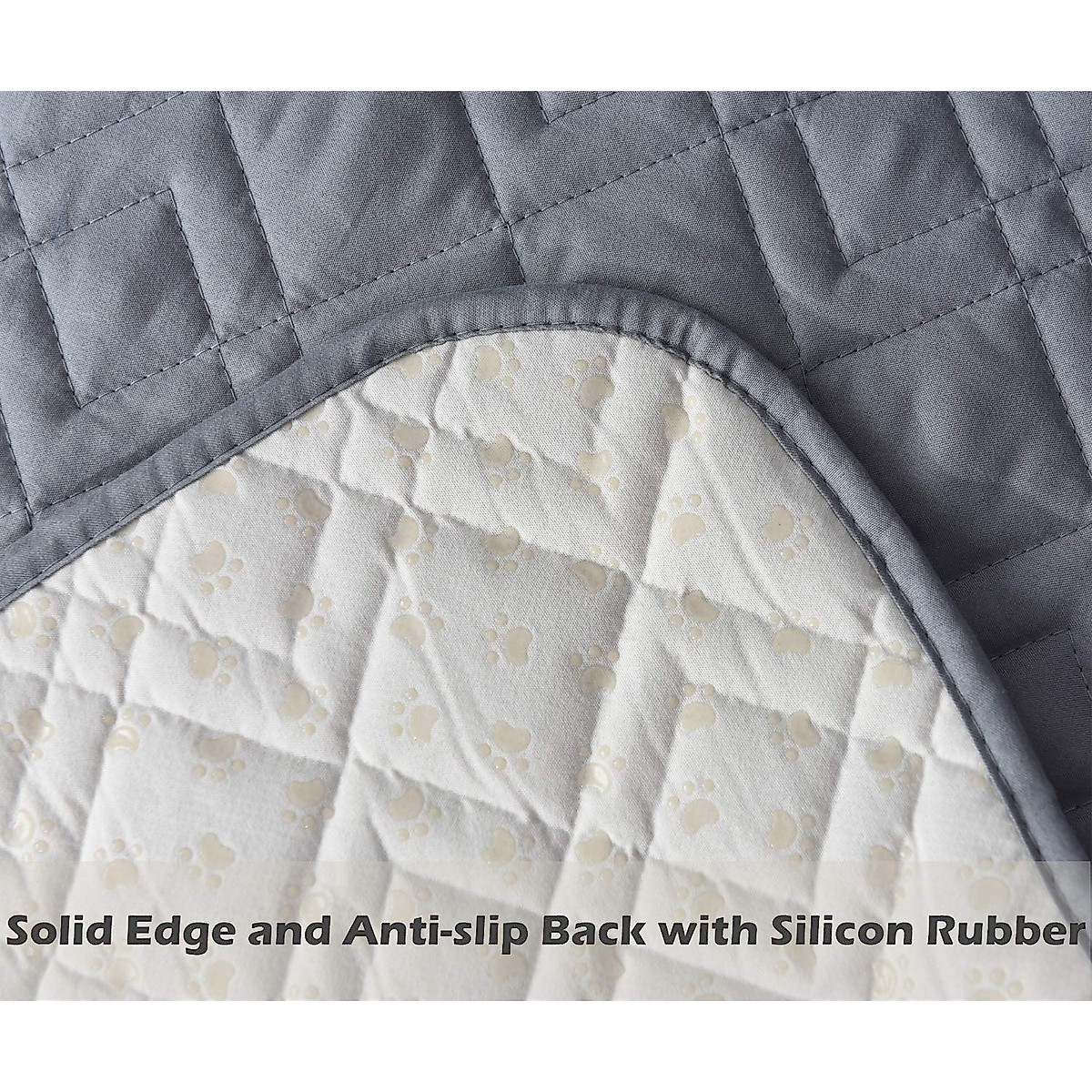 Ameritex Loveseat Cover Water-Resistant Quilted Furniture Protector with Back Nonslip Paws Slipcover for Dogs, Kids, Pets Loveseat Slipcover Stay in Place for Leather (54", Light Grey)