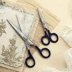 HAGUPIT Small Sharp Embroidery Scissors - 5" Precision Tiny Stainless Steel Detail Needlework Shears for Sewing Trimming Fabric Thread Yarn, Comfort Blue Grip Stitchwork Scissors