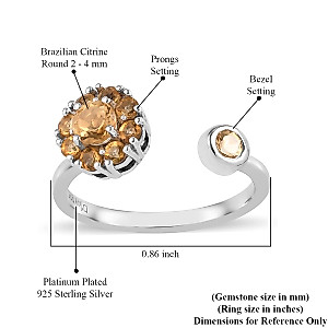 Shop LC Citrine Spinner Anxiety Ring for Women 925 Sterling Silver Platinum Plated Open Adjustable Birthstone Jewelry Stress Relief Gifts for Women Size 6-8 1.10 ctw Birthday Gifts