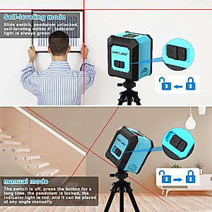 Laser Level,AHHFLJWQ 50ft Cross Line Laser with Vertical and Horizontal Line Self-Leveling,For architectural murals,Battery Included AA.