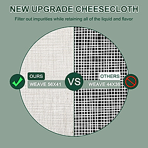 Paoeyrb 6Pcs 20x20Inch Cheese Cloth, 100Percent Organic Unbleached Pure Cotton Muslin Cloth, Reusable Cheesecloth, Premium Cheesecloth for Straining, Cooking, Bread, Butter