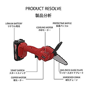 4-Inch Portable Rechargeable 6000mAh Battery Cordless Power Chain Saw, for Farming Tree Limbs, Garden Pruning, Bonsai Trunk, and Firewood