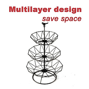 MINIDUO Wrought iron 3 Tier Fruit Tray Fruits Desserts Candy Buffet Plates Serving Tray for Family Dinner Birthday Party Wedding-gold