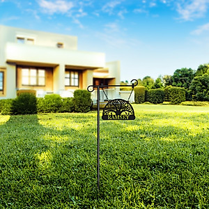 Personalized Tree of Life Hanging Metal Sign - Garden Flag Hanging Sign with Last Name - Custom Hanging Sign on Optional Adjustable 34-50" Pole for Outdoors Porch, Driveway