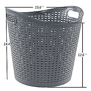 Yesdate 6 Packs Laundry Hamper Woven Basket with Handles, Storage Basket Bins for Toys, Blanket, Throws, Pillows and Towels, Grey