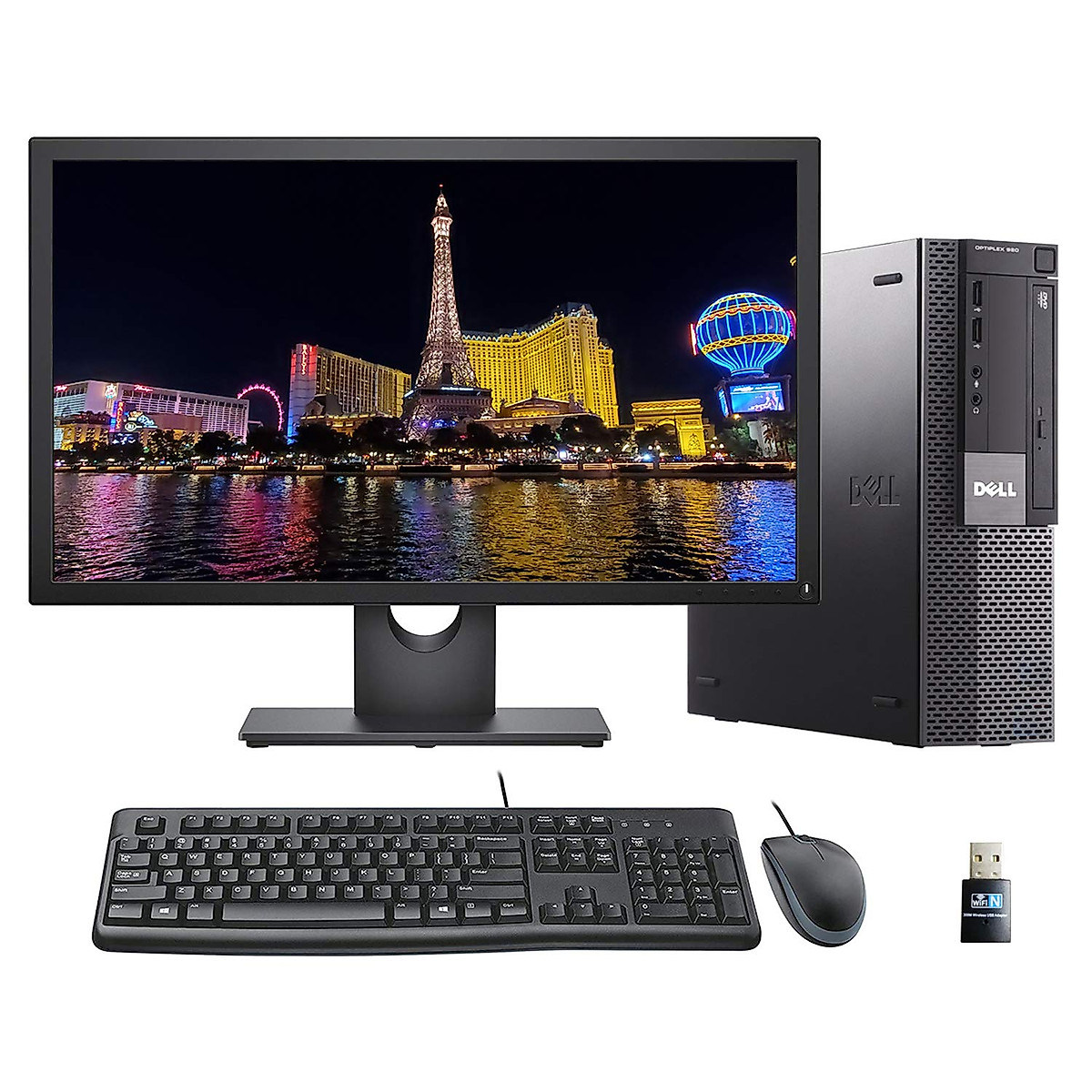Dell Optiplex 980 Desktop PC Bundle with 22in FHD Monitor, Keyboard, Mouse, i5-650, 8GB, 240GB SSD, Win10 Pro (Renewed)