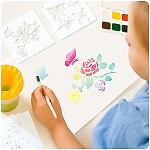 60 Pieces Stencil for Painting Reusable Stencils Wall Stencil DIY Craft Template Paint Stencils for Painting on Wood Wall Home Decor(Flowering Plants)