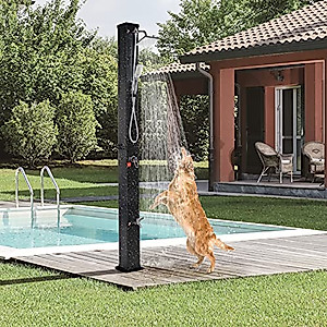 VINGLI Solar Heated Shower, with Shower Head/Handhold/Foot Shower Tap for Outdoor Backyard Poolside Beach Pool Spa,Black (10.6 Gallon-Black)