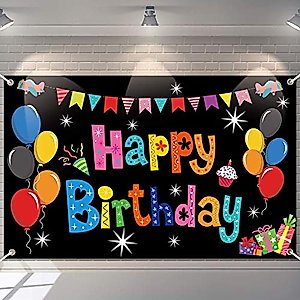 Colorful Happy Birthday Party Decorations Rainbow Birthday Banner Backdrop Large Happy Birthday Yard Sign Backgroud It's My Birthday Party Indoor Outdoor Decorations Supplies for Boys Kids Girls