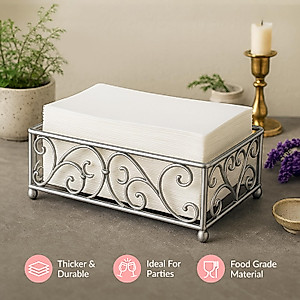 50 Linen Feel Disposable Bathroom Napkins - White | Disposable Guest Towels | Wedding Napkins | Paper Napkins | Disposable Paper Hand Towels for Guest Bathroom, Parties, Weddings, Dinners Or Events