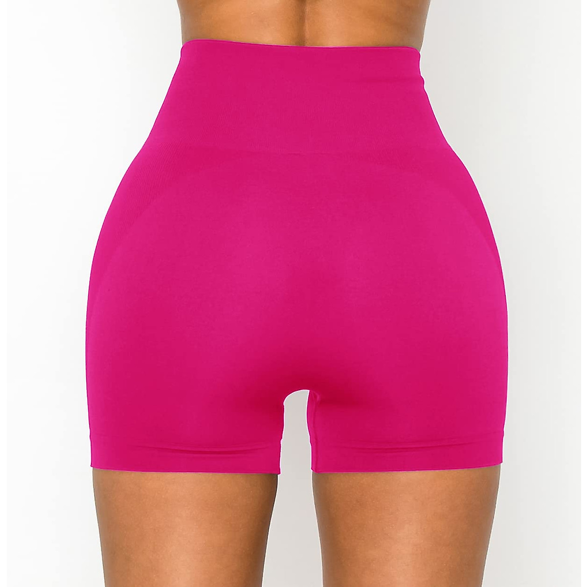ALWAYS Women's Seamless Biker Shorts - High Waisted Yoga Running Athletic Workout Short Pants Fuchsia Medium