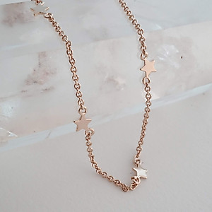 Honeycat Starling Tiny Star Charms Bracelet in Gold, Rose Gold, or Silver | Minimalist, Delicate Jewelry (Rose Gold)