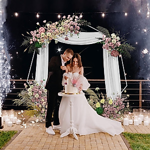 8FT Wedding Arch Round Backdrop Stand, Circle Metal Floral Balloon Arch Stand for Birthday, Backdrop Stand for Parties, Bridal Shower Anniversary Ceremony Candy Tables Celebration, Gold