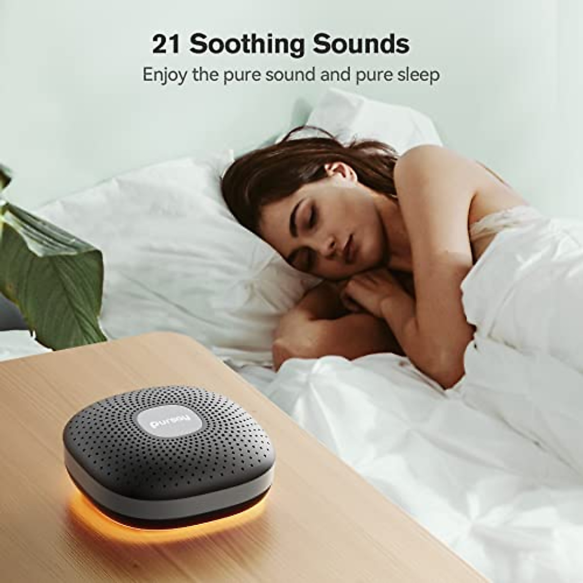 Pursay Sound Machine - White Noise Machine for Adults Baby, Portable Sound Machine for Sleeping with Night Light, 21 HiFi Sounds, Rechargeable for Meditation Travel Office Privacy Noise Canceling