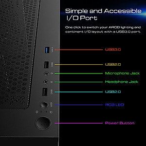 Gamdias RGB Gaming ATX Mid Tower Computer PC Case with Side Tempered Glass Panel and a Magnetic Dust Filter & 3 Built-in 120mm ARGB Fans