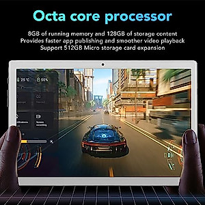 10.1 Inch Tablet, 4G LTE Phone Tablet Octa Core 512GB Expandable 8GB RAM 128GB ROM US Plug 100‑240V HiFi Speakers for Office for Work (Green)