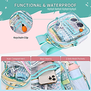 BYXEPA Clear Mini Backpack Stadium Approved Heavy Duty TPU See Through Transparent Backpacks Bookbags with Reinforced Strap for Girls Women Concerts and Sporting Event, Work, School, Security- 12*12*6in Lavender