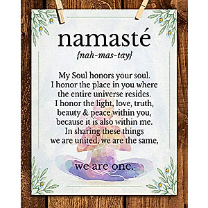 Namaste Color"We Are One"- Inspirational Wall Art in Yoga Pose-8 x 10 Print Wall Art Ready to Frame. Home Décor, Office Décor & Wall Print. Motivational Quote- Perfect Gift to Share Your Beliefs.