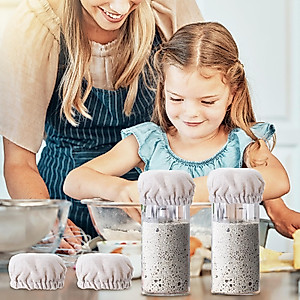 JIEYAO 4 Pcs Sourdough Starter Jar Cloth Covers, Elastic Bread Baking Cloth Cover, Reusable Sourdough Proofing Bowl Cover Breathable Cloth lid/Cap Kombucha Brewing Lids Supplies Fit 3-4 Inch Jar Mouth