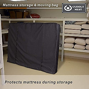 Waterproof Mattress Storage Bag for Moving and Storage - Reusable Heavy Duty Canvas Mattress Bag with Zipper and Lifting & Moving Straps (Gray, Twin)