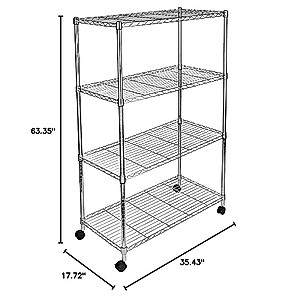 InfiniPower Storag Shelf Unit Heavy Duty Adjustable, 35.43" D x 17.72" W x 65.35" H, 4 Tier