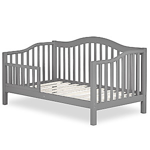 Dream On Me Austin Toddler Day Bed in Steel Grey, Greenguard Gold Certified, JPMA Certified, Non-Toxic Finishes, Low to Floor Design, Side Safety Guard Rail