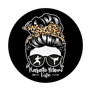 Karate Mom Life Messy Bun Hair Funny Karate PopSockets Swappable PopGrip