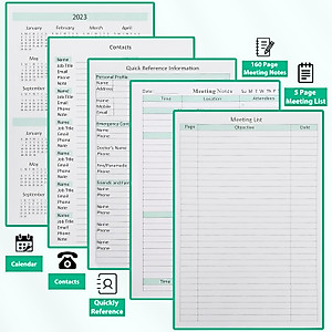 GuanQiao Meeting Notebook for Work with Action Items,Hardcover Spiral Meeting Notes for Note Taking,Professionally Office/Business/Schools Agenda for Men/Women,160 Pages,7 x 10, Teal