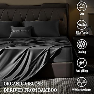 Whitney Home Textile Full Size Sheet Set - Rayon Derived from Bamboo, Luxury Cooling Bed Sheets, 16" Extra Deep Pocket, Soft & Breathable Hotel Bedding Sheets and Pillowcases Sets