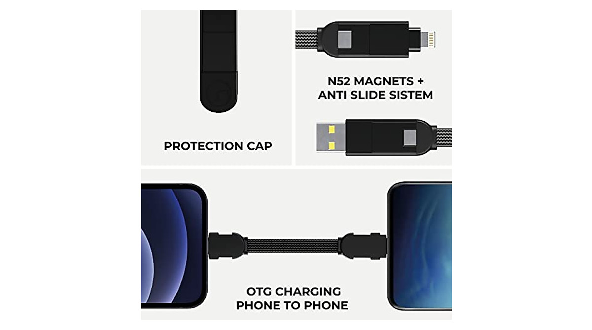 inCharge X Keychain Charger: 6-in-1 100W Fast Charging Cable