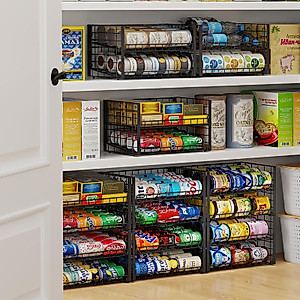 JKsmart Stackable Can Rack Organizer for Pantry 9" H, Adjustable Can Storage Holder for Various Ounces of Canned food Soda Drinks, Can Dispenser for Kitchen Cupboard Cabinet, 2 Tier, 2 Pack