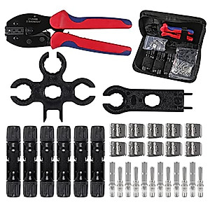 37 in 1 Solar Crimping Tool Kit,Wire Stripper, 6 Pairs of Male/Female Solar Panel Cable Connectors, 1 Crimper Tool,2pcs Spanner Wrench Tool Kit for 2.5/4.0/6.0mm² Solar Panel PV Cable